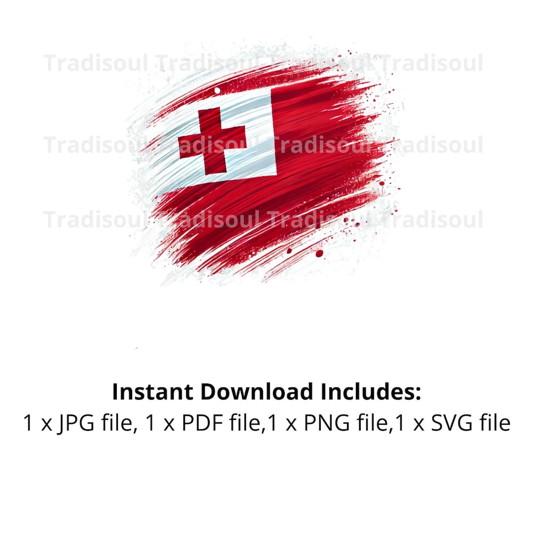 Tonga Flag Watercolor Print - Digital Download | Abstract Tongan Flag ...