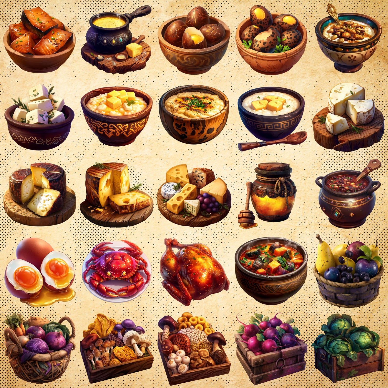 RPG Tavern Menu Cliparts – 165 Fantasy Food & Drink Illustrations for ...