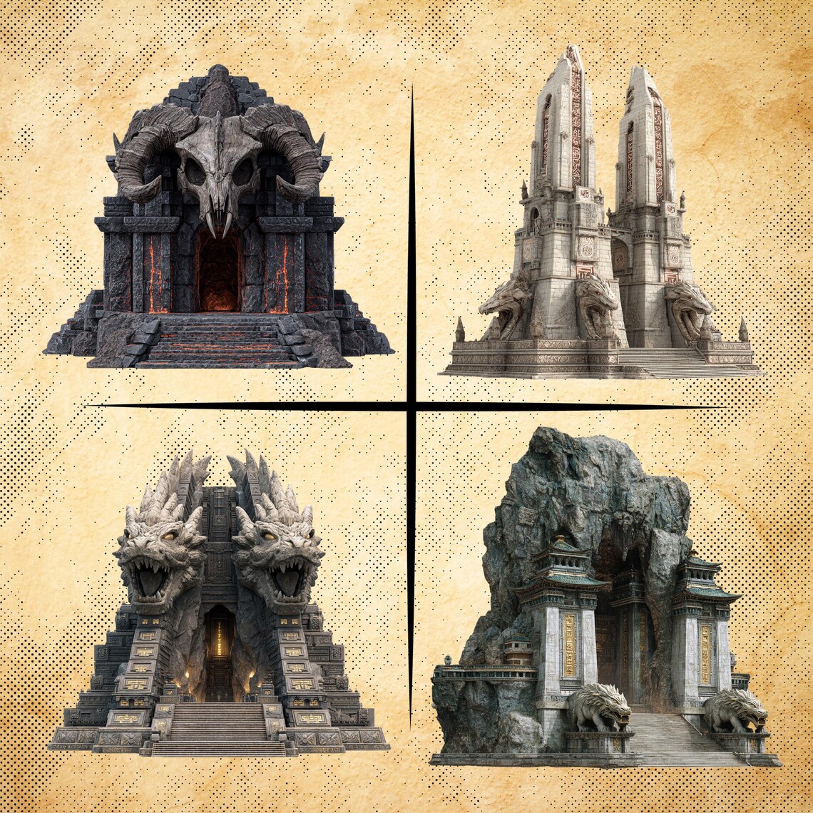 Dragon Shrines and Temples – 20 Fantasy Cliparts for TTRPG and RPG ...
