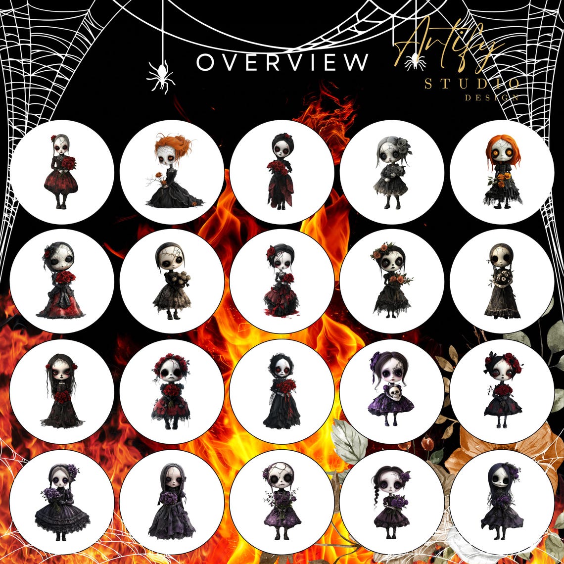 Chibi Horror Dolls Cliparts, Commercial Use, Halloween Scary Serial ...