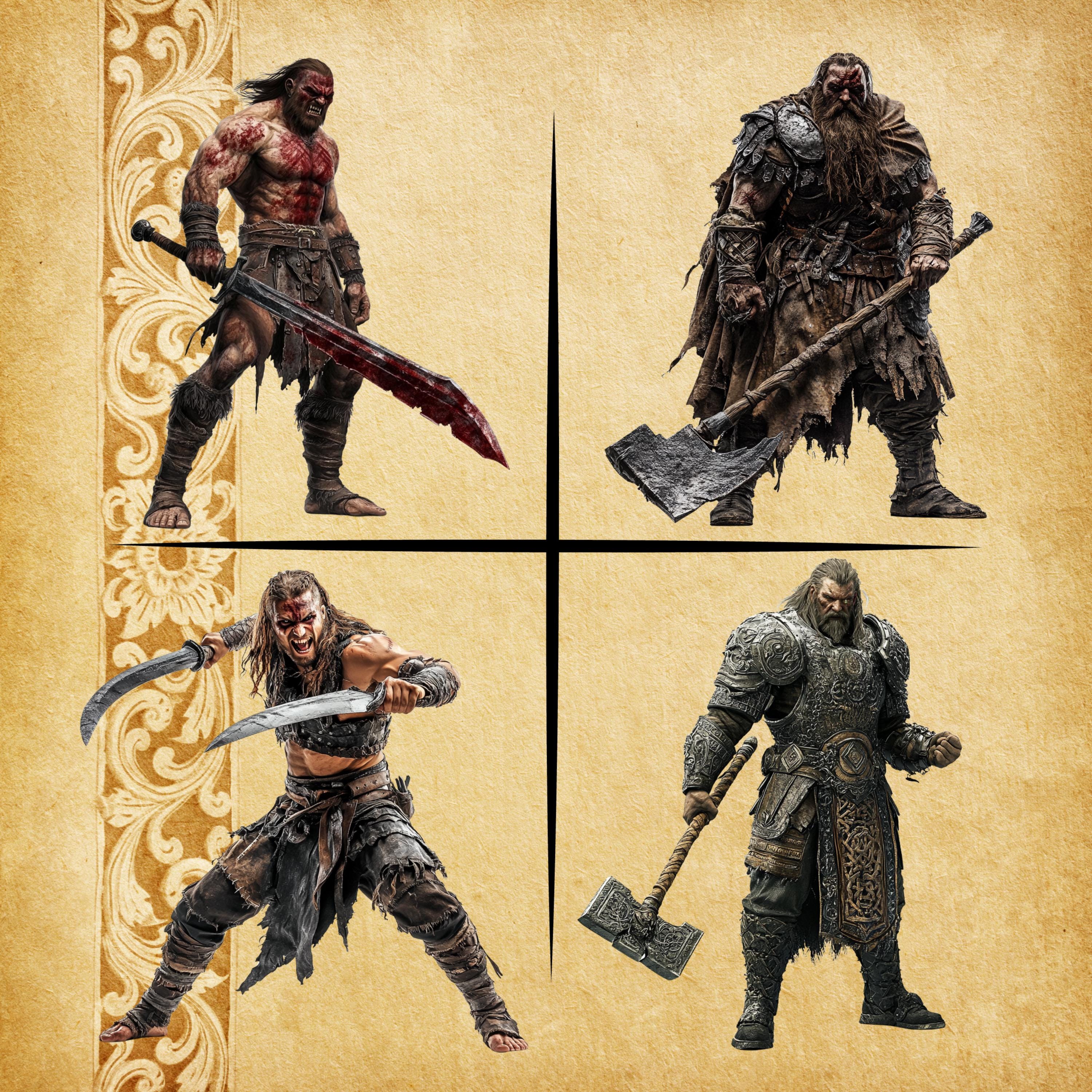 Wild Barbarians Clipart – 20 Powerful and Fierce Warriors for Your ...