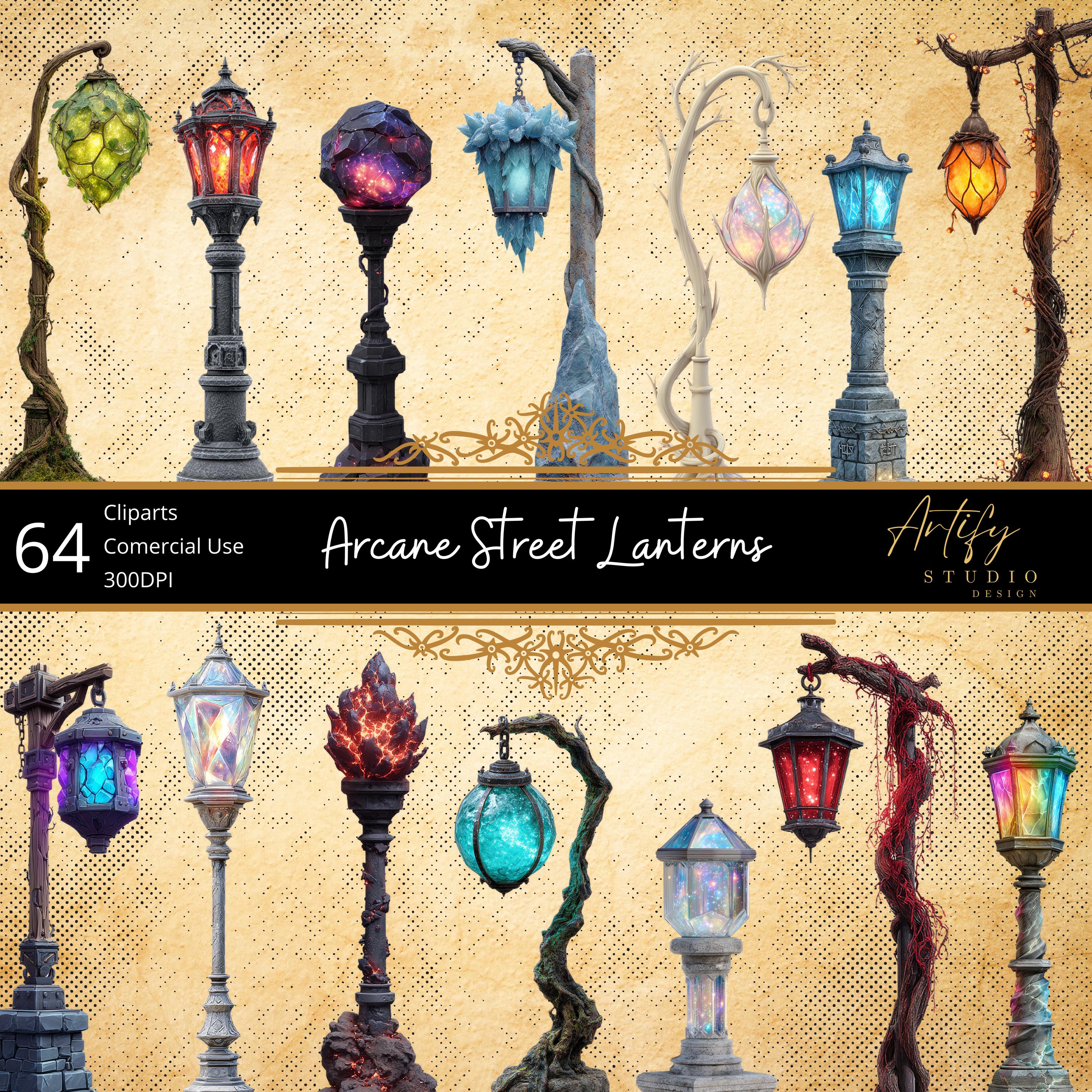 Arcane Street Lanterns – 64 Fantasy Cliparts , Digital Download ...