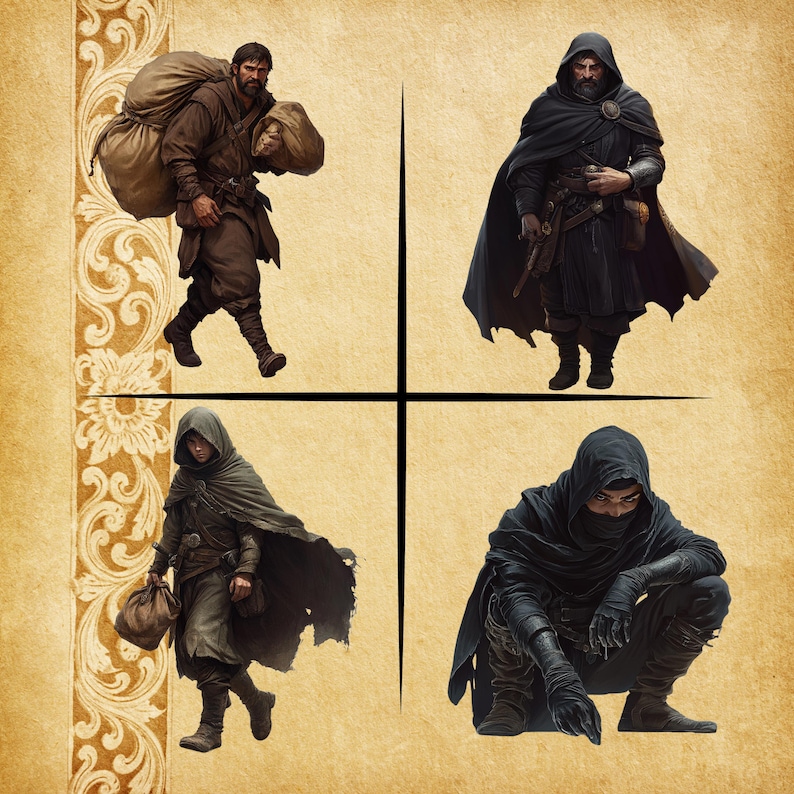 Fantasy Thieves Clipart – 20 Stealthy and Cunning Characters for Your ...