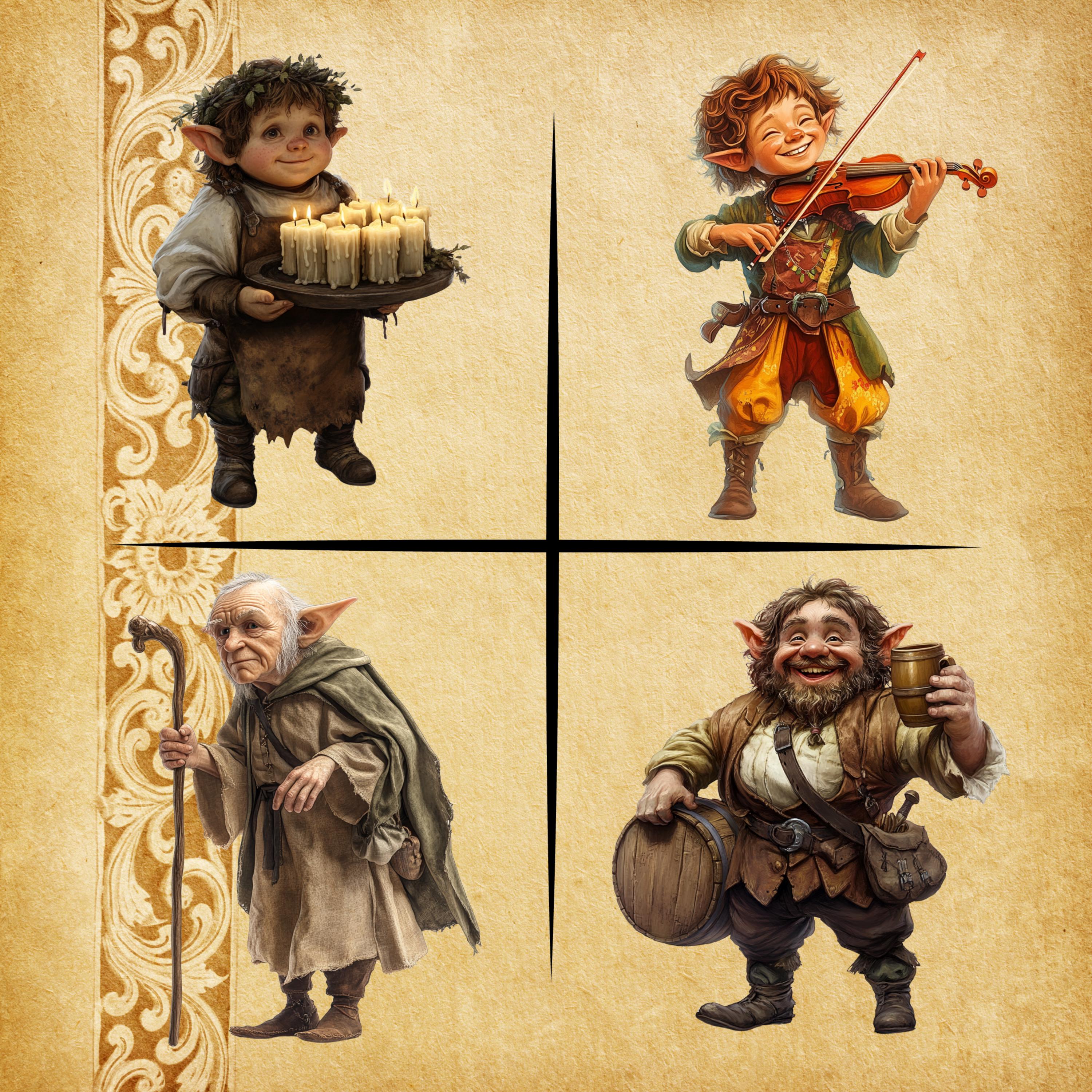 Halfling Villagers – 20 Fantasy Clipart Designs , 300 DPI , Transparent ...