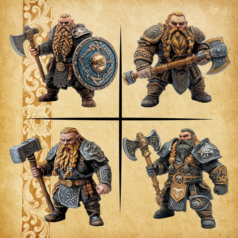 Fantasy RPG Dwarf Warriors Cliparts, Commercial Use, Dnd, RPG , PNG ...