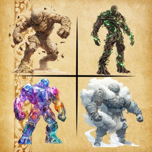 Fantasy Golems Cliparts, Commercial Use, Mythical Golems, PNG, Collection for Fantasy Art and ...