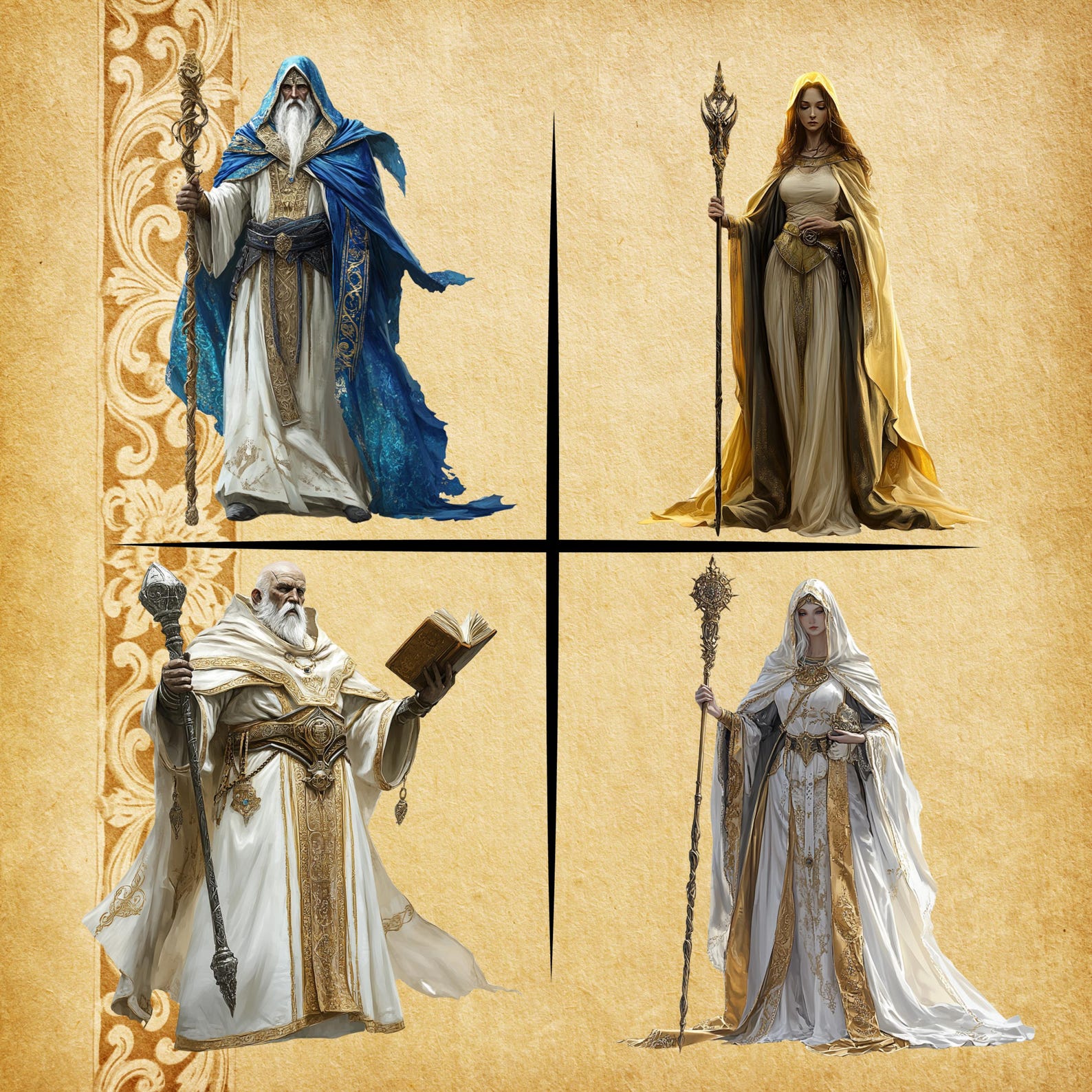 Human Holy Priests – 24 Fantasy Cliparts , Transparent Background Pngs ...