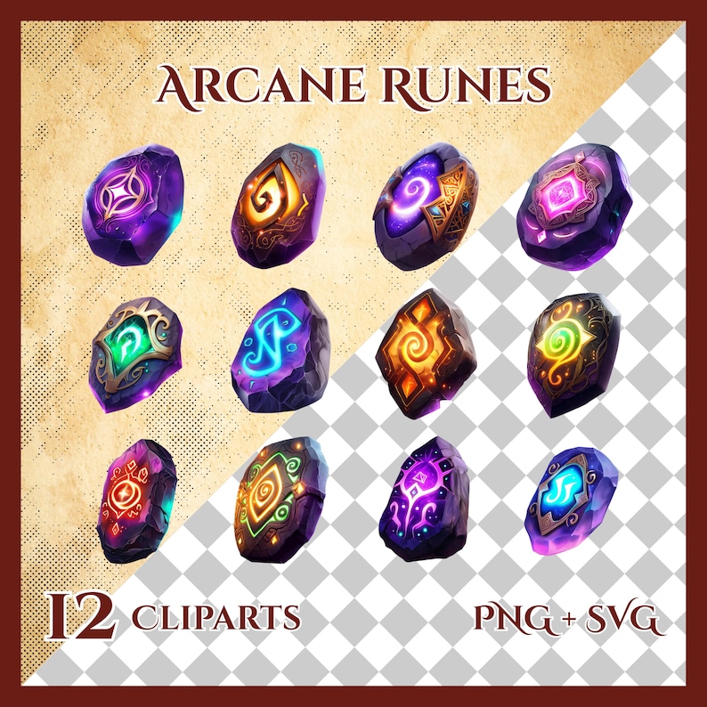 Arcane Runes – 12 Magical Cliparts (PNG & SVG), Digital Download ...