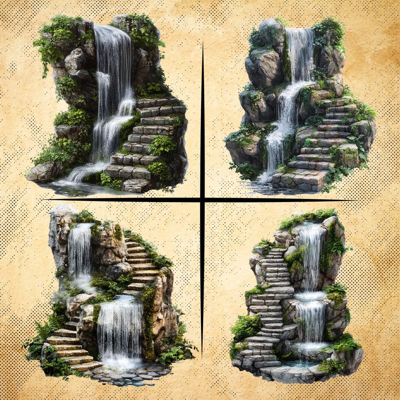 24 Waterfall and Stone Stairs – Enchanted Paths Carved by Nature ...