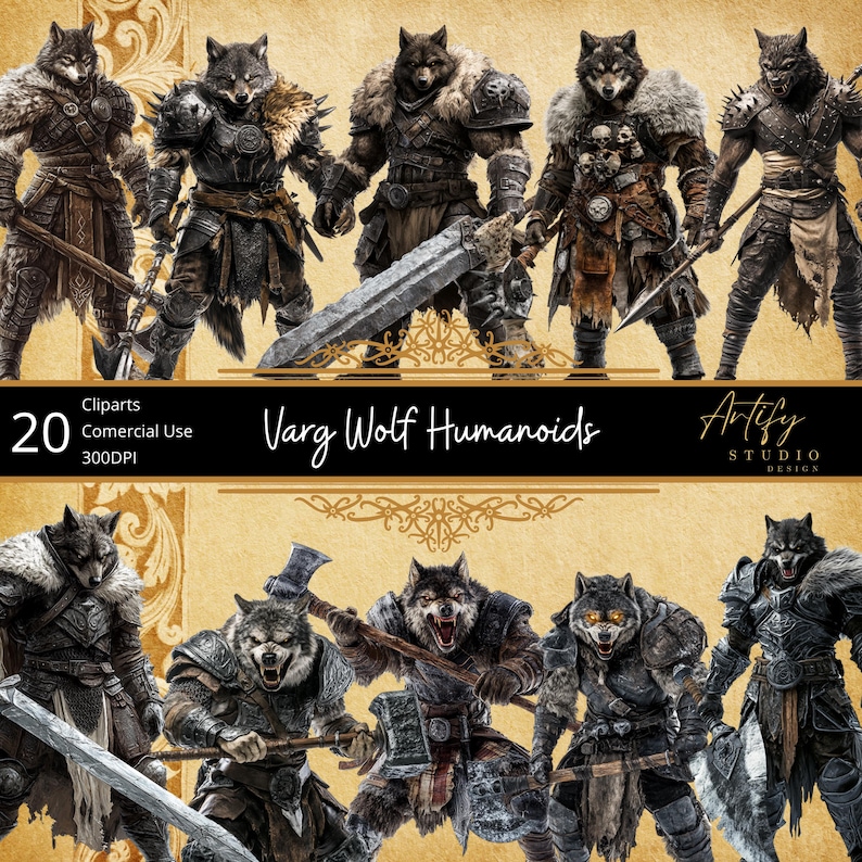 Varg – Wolf Humanoids – 20 Fierce and Ruthless Fantasy Cliparts ...