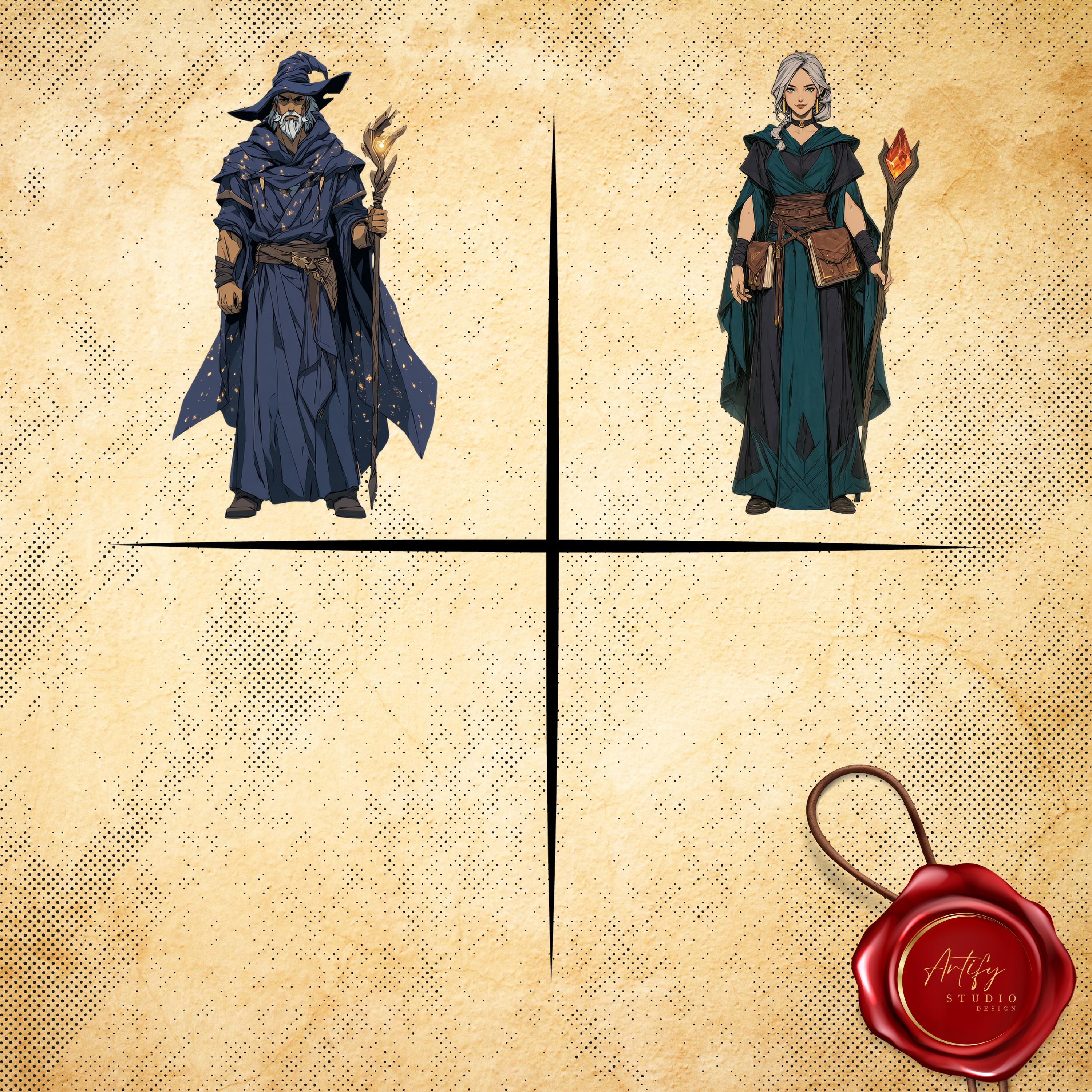 Human Class Bundle – 26 Cartoon-style Fantasy Character Cliparts (DND ...