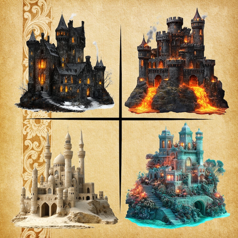 Fantasy Castles RPG Cliparts, Commercial Use, Dnd, RPG , PNG ...