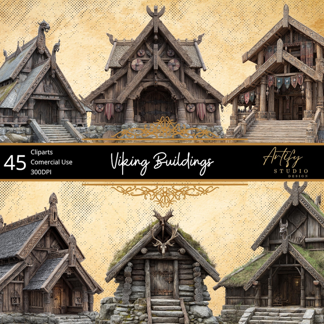 Viking Buildings – 45 Norse-inspired Architectural Cliparts ...
