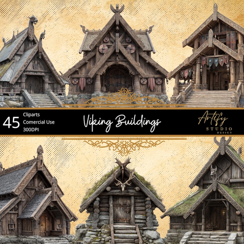 Viking Buildings – 45 Norse-inspired Architectural Cliparts ...