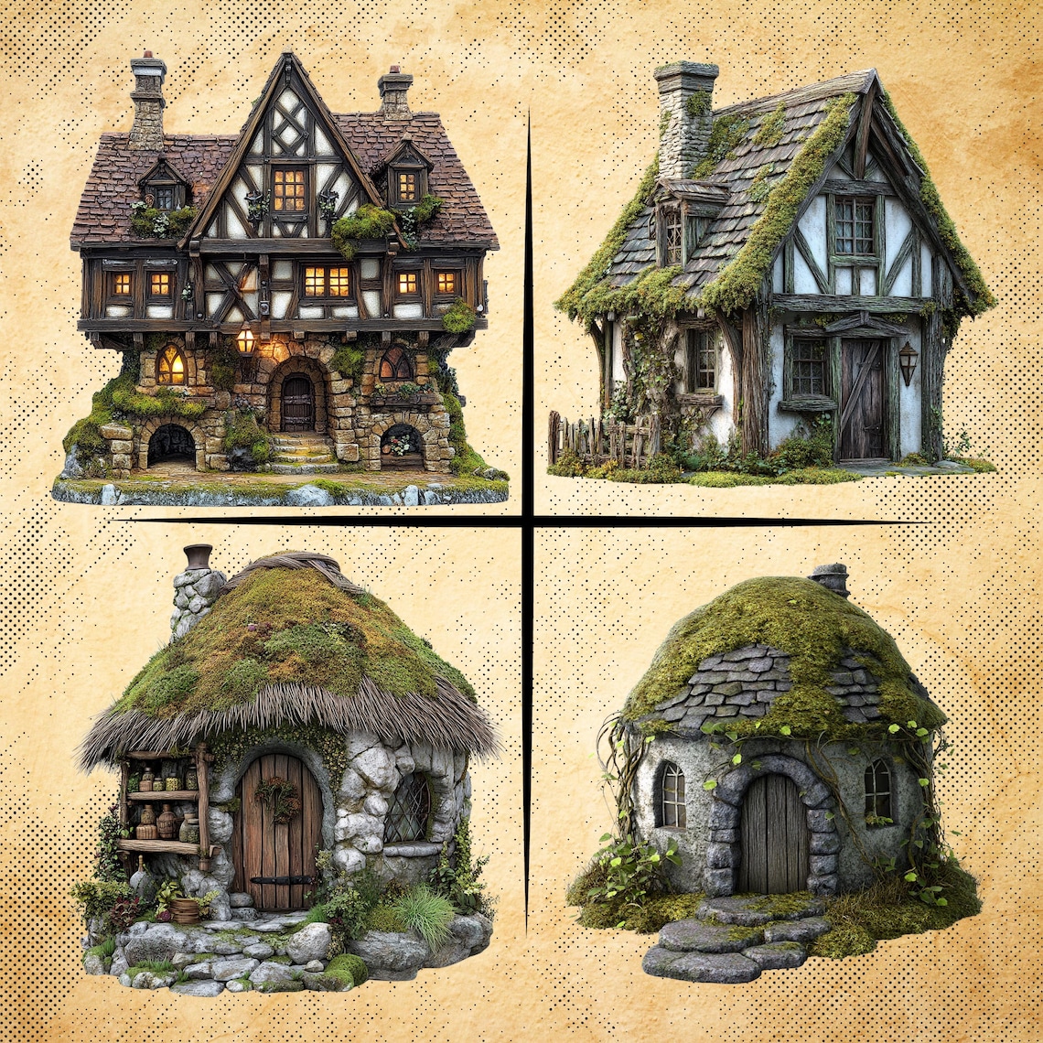Mossy Medieval Houses – Fantasy Village Homes With Nature Touch ...