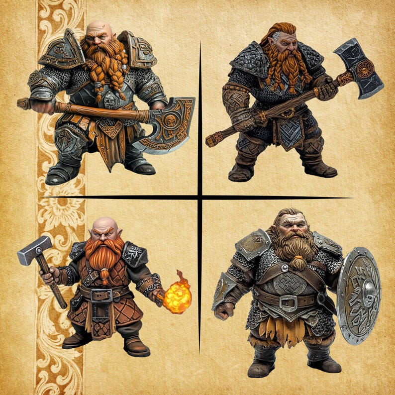 Fantasy RPG Dwarf Warriors Cliparts, Commercial Use, Dnd, RPG , PNG ...