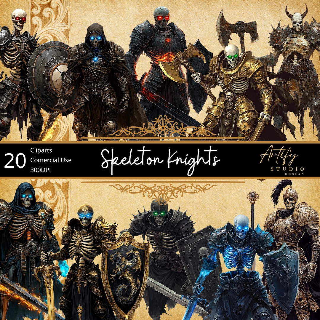 Skeleton Knights Fantasy RPG Cliparts, Commercial Use, Dnd, RPG , PNG ...