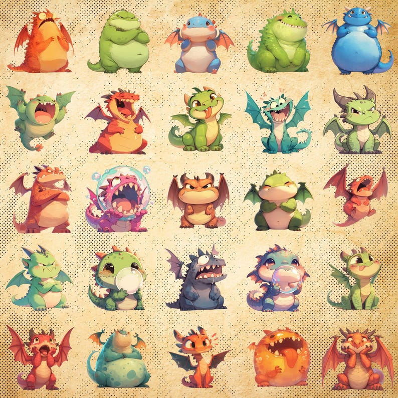 Goofy Baby Dragons – 30 Funny Cartoon-style Baby Dragons for Fantasy ...