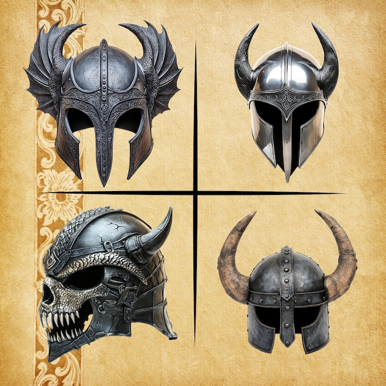 Fantasy Helmets Clipart – 20 Intricately Designed Helmets for Epic ...
