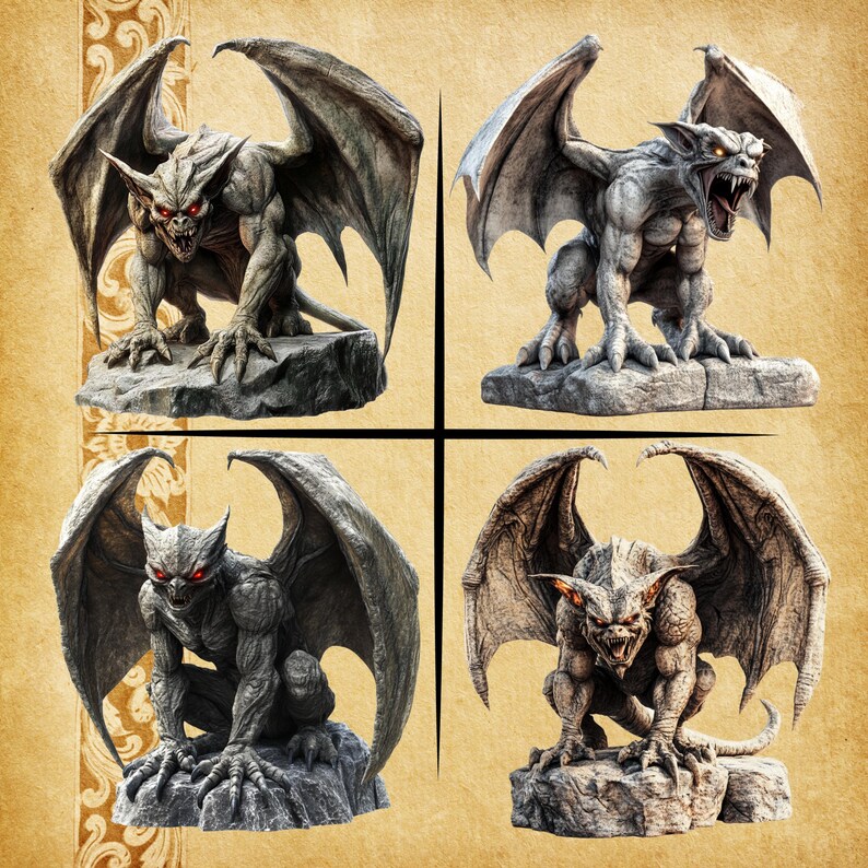 Fantasy Gargoyle – 20 Cliparts , 300 DPI , Transparent Background ...