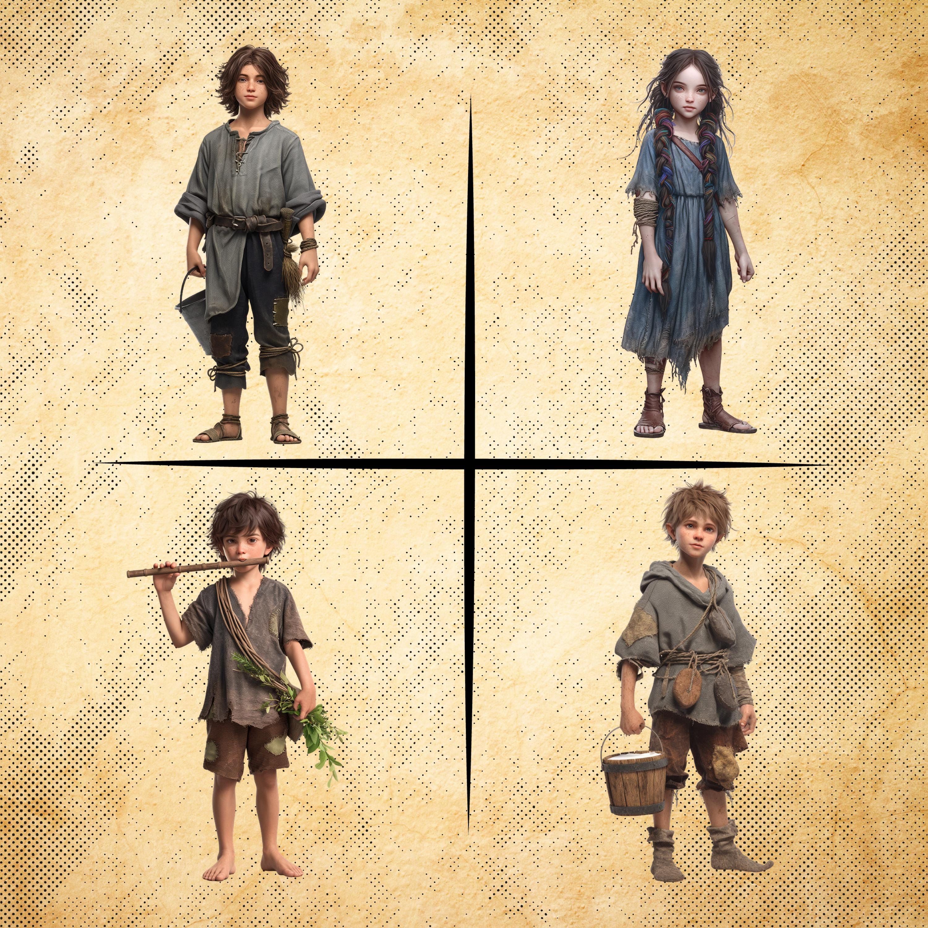 Village Children – 27 Medieval Child NPC Cliparts for RPG & TTRPG ...