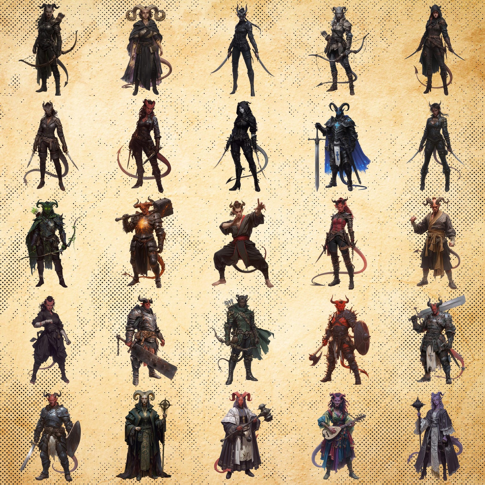 Tiefling Class Bundle – 43 Fiery Fantasy Characters for TTRPG & DND ...