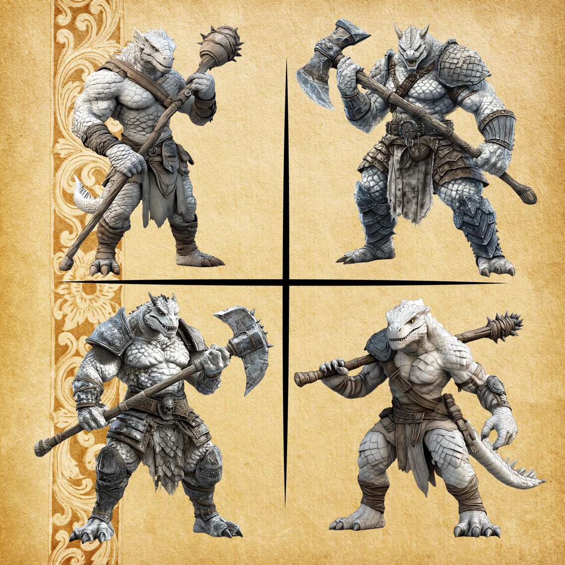 Dragonborn Barbarians Fantasy RPG Cliparts , Commercial Use , PNG ...