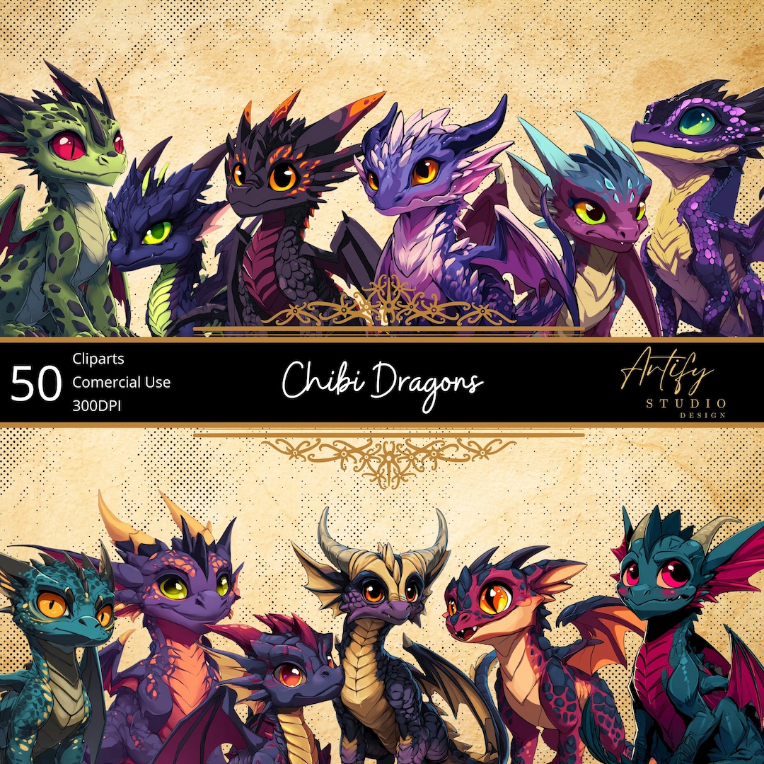Chibi Dragons – 50 Cute Fantasy Cartoon Cliparts for Rpgs, Ttrpgs and ...