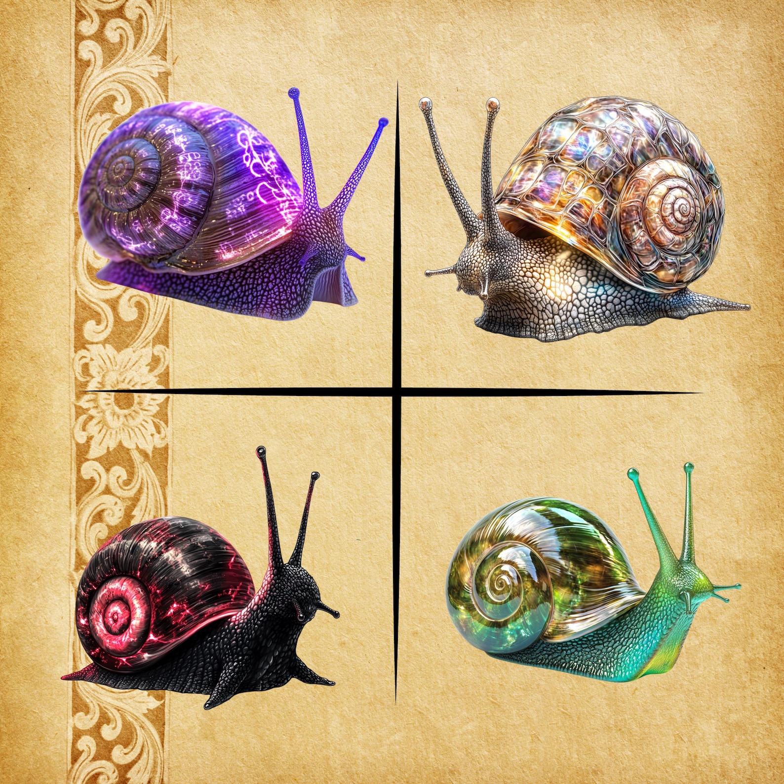 Magic Snails – Fantasy Collection of 20 Cliparts , Transparent ...
