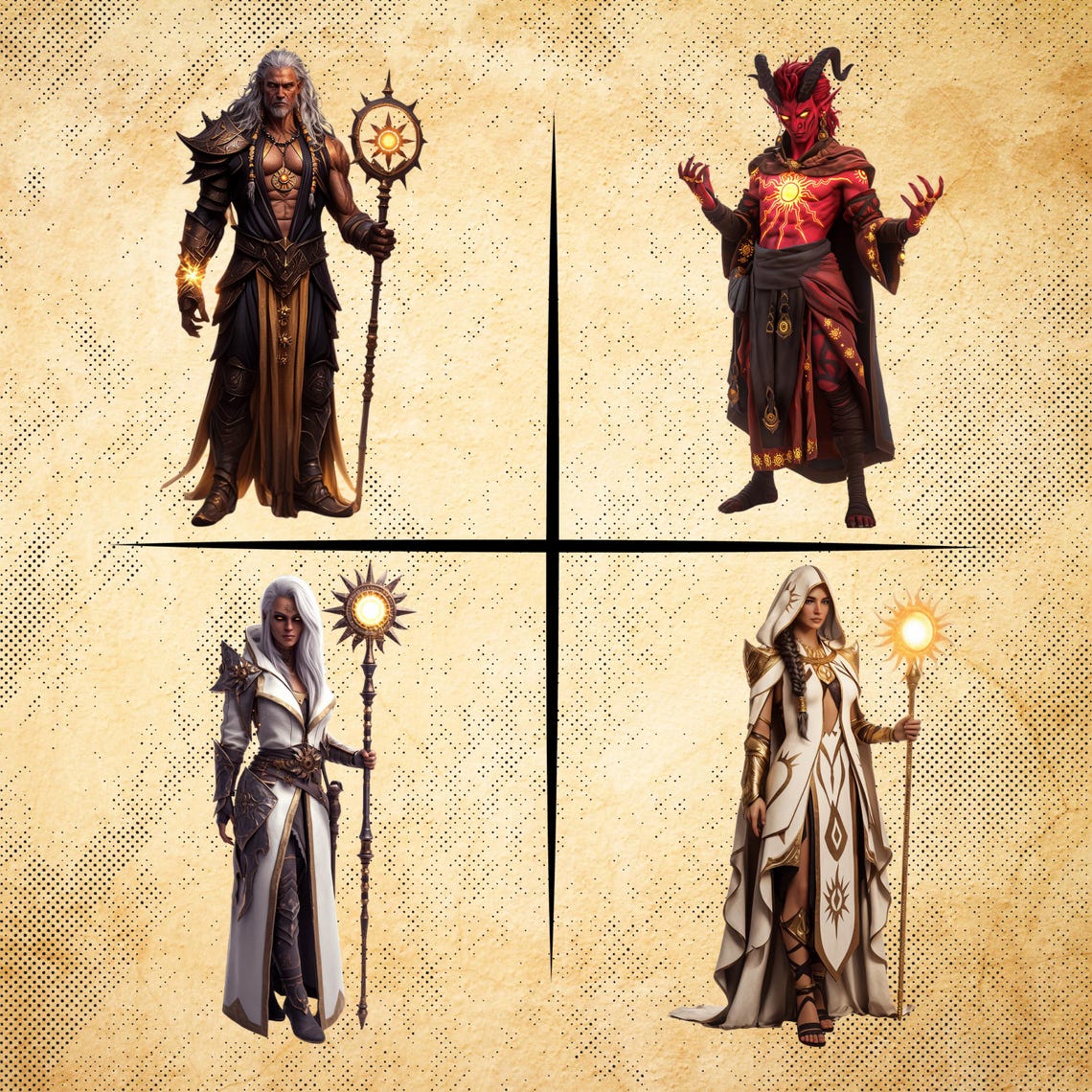 Sun Priests – 23 Fantasy Cleric Cliparts for TTRPG Adventures, Digital ...