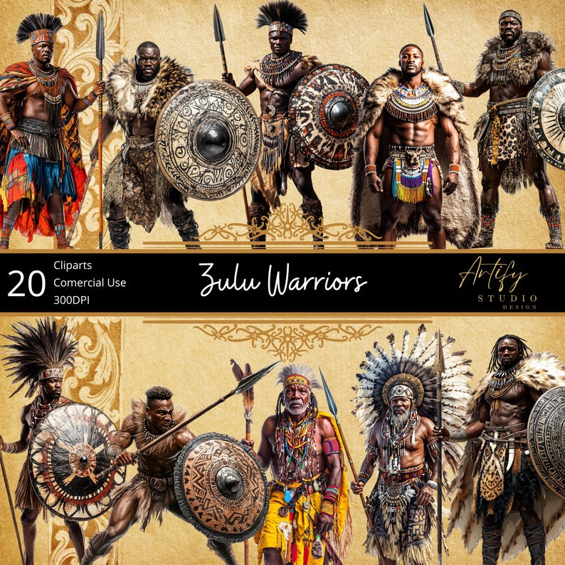 Zulu Warriors Clipart – 20 Stunning Illustrations of Traditional Zulu ...