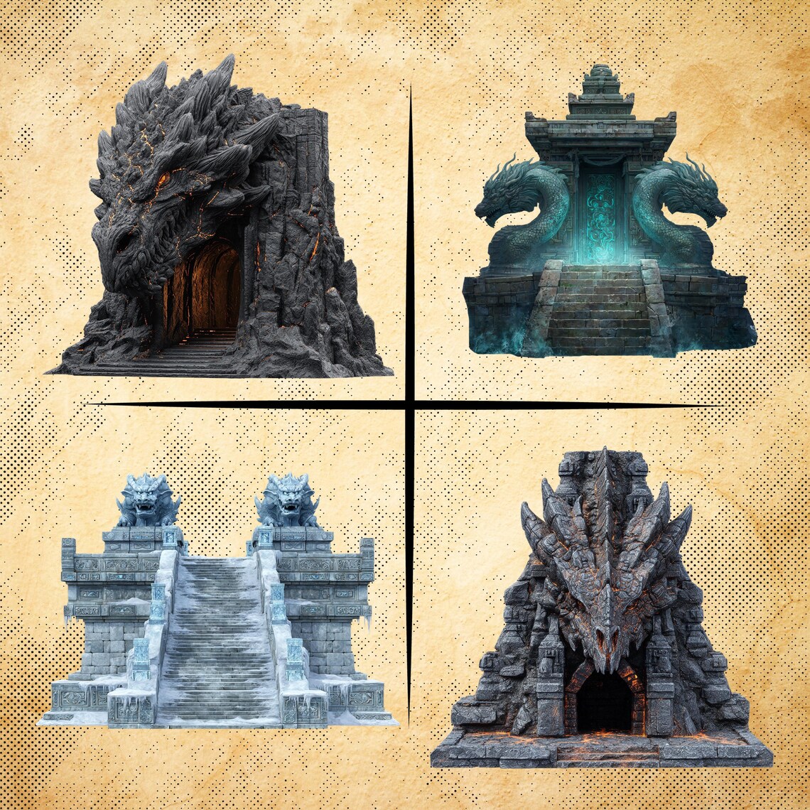 Dragon Shrines and Temples – 20 Fantasy Cliparts for TTRPG and RPG ...