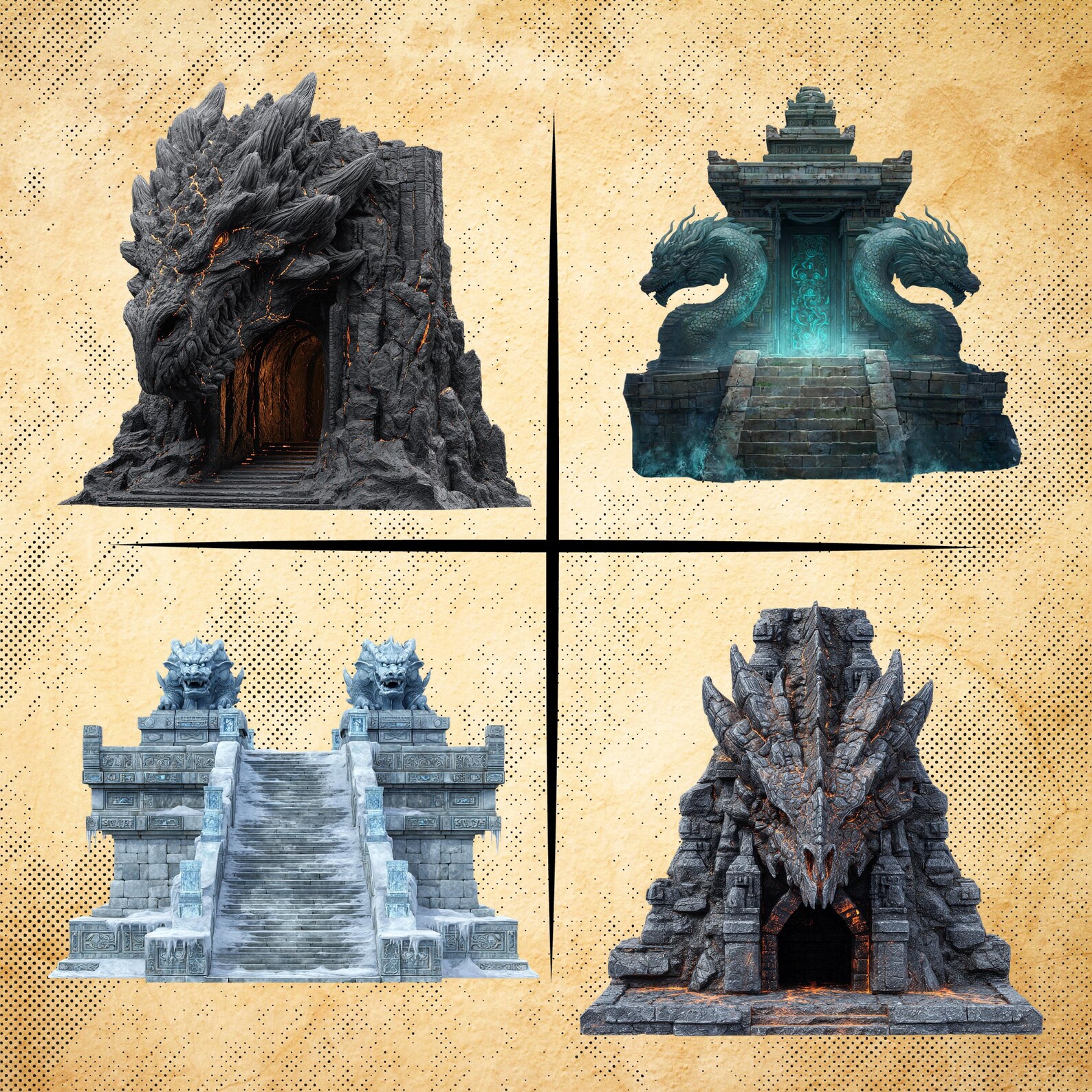 Dragon Shrines and Temples – 20 Fantasy Cliparts for TTRPG and RPG ...