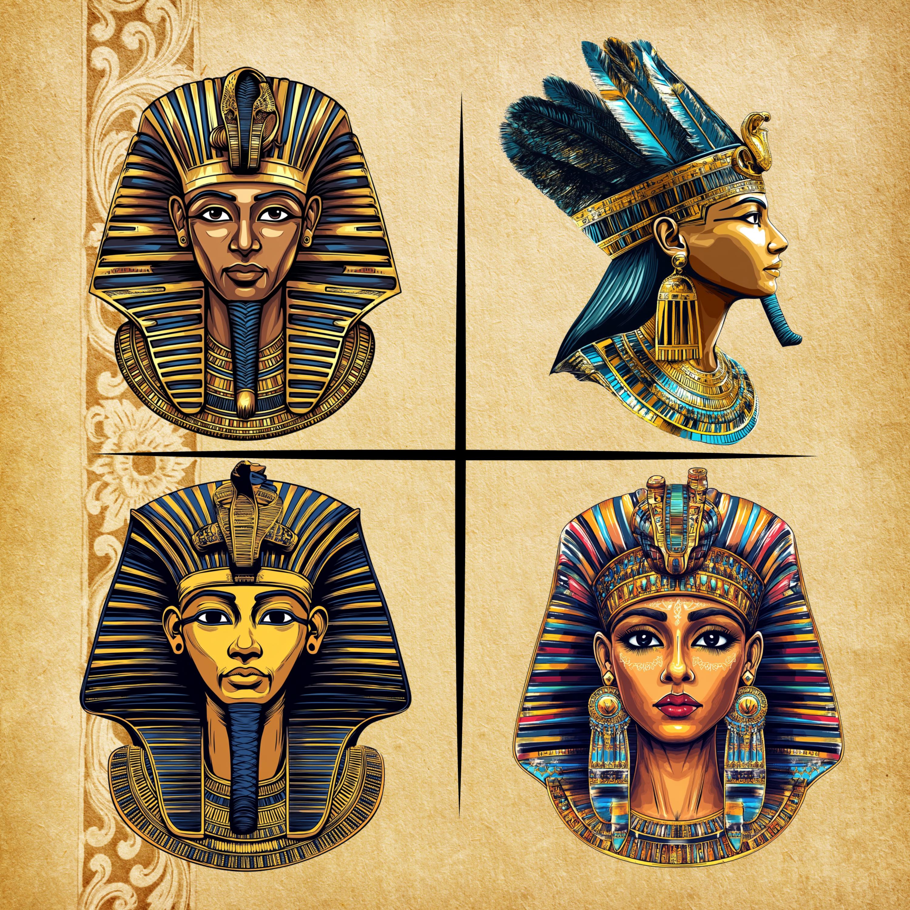 Pharaoh Heads Clipart – 20 Bold Graphic Style Designs , Transparent ...