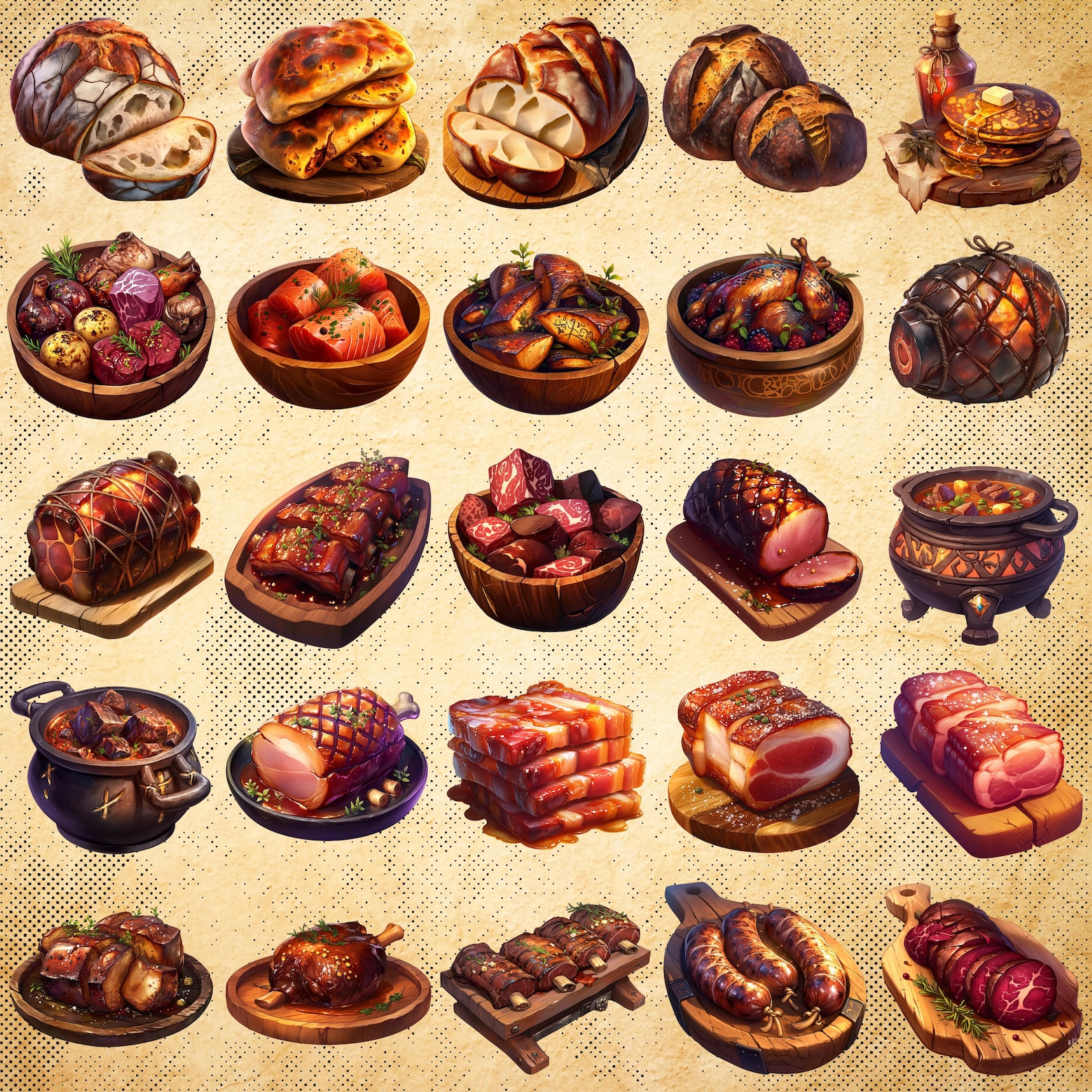 RPG Tavern Menu Cliparts – 165 Fantasy Food & Drink Illustrations for ...
