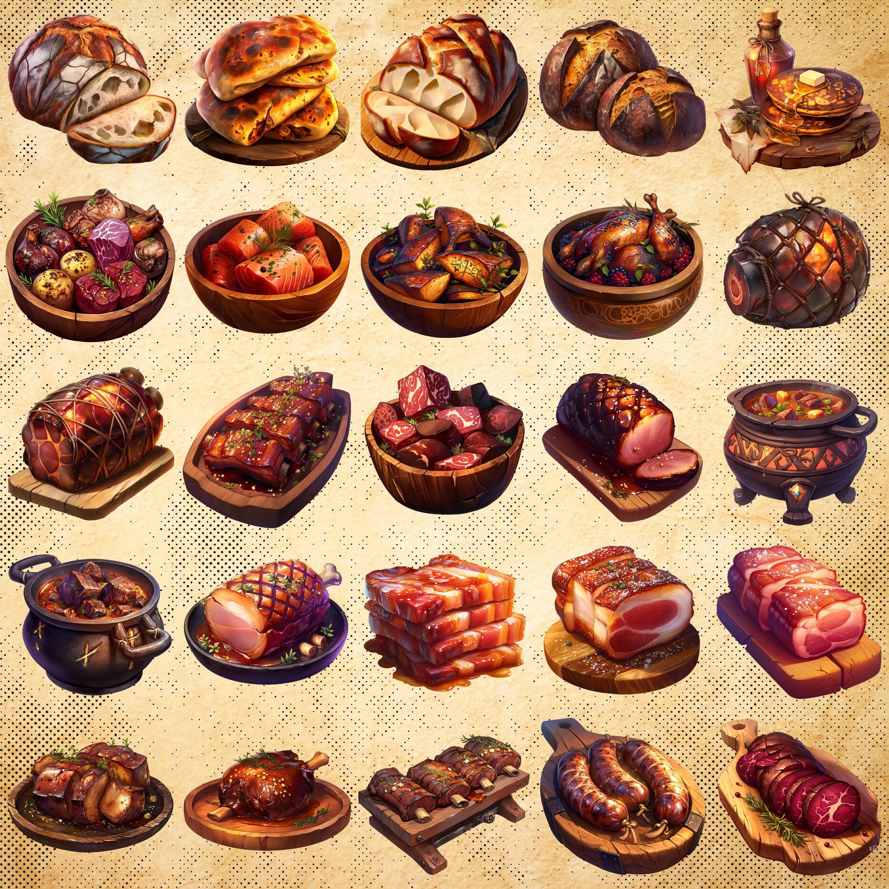 RPG Tavern Menu Cliparts – 165 Fantasy Food & Drink Illustrations for ...