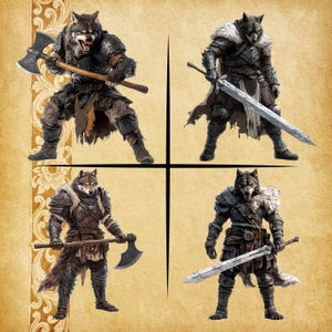 Varg – Wolf Humanoids – 20 Fierce and Ruthless Fantasy Cliparts ...