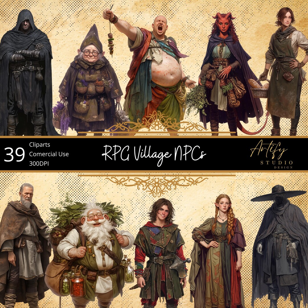 RPG Village Npcs – Everyday Folk of a Fantasy Realm, 39 Cliparts ...