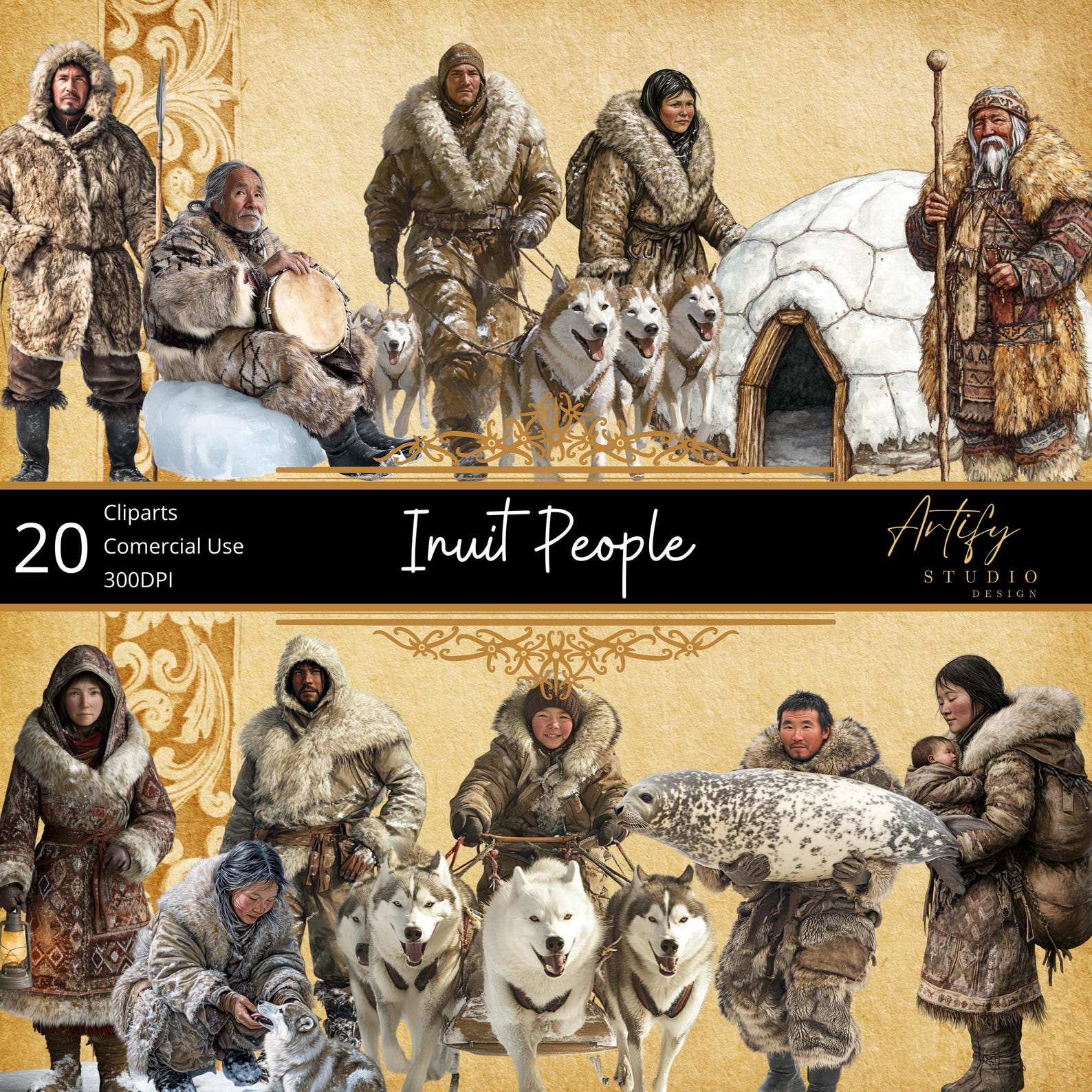Inuit People Clipart – Traditional and Cultural Illustrations of the ...