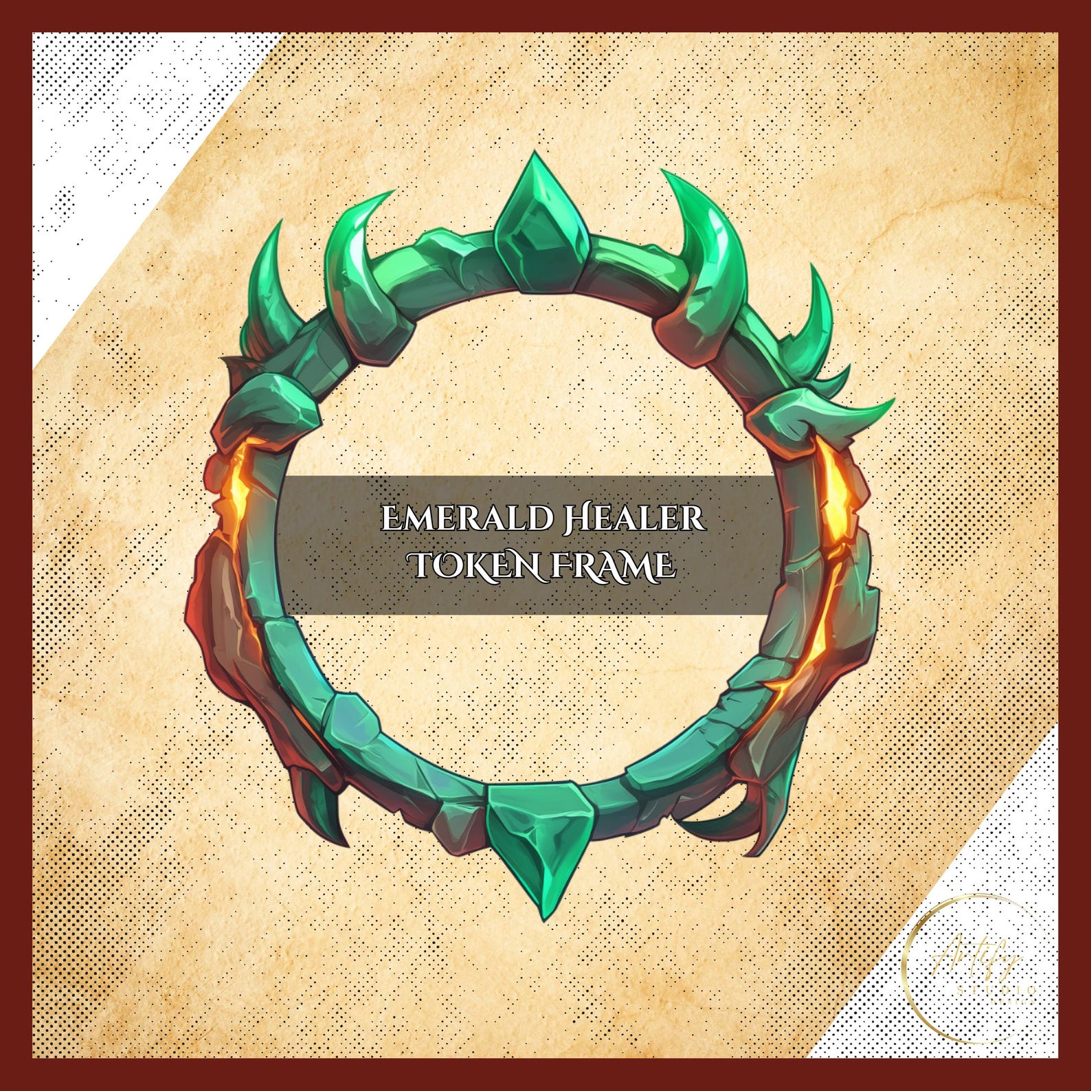 Emerald Healer Token Frame – Digital Border for Dnd or Anything Game ...