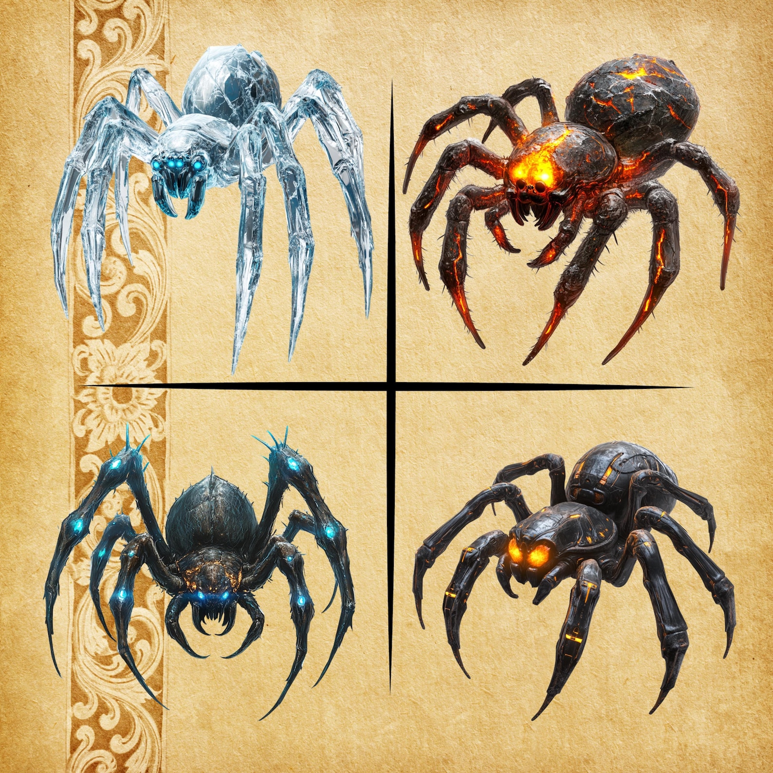 Fantasy Spiders Clipart – 20 Mystical and Menacing Spiders for Your ...