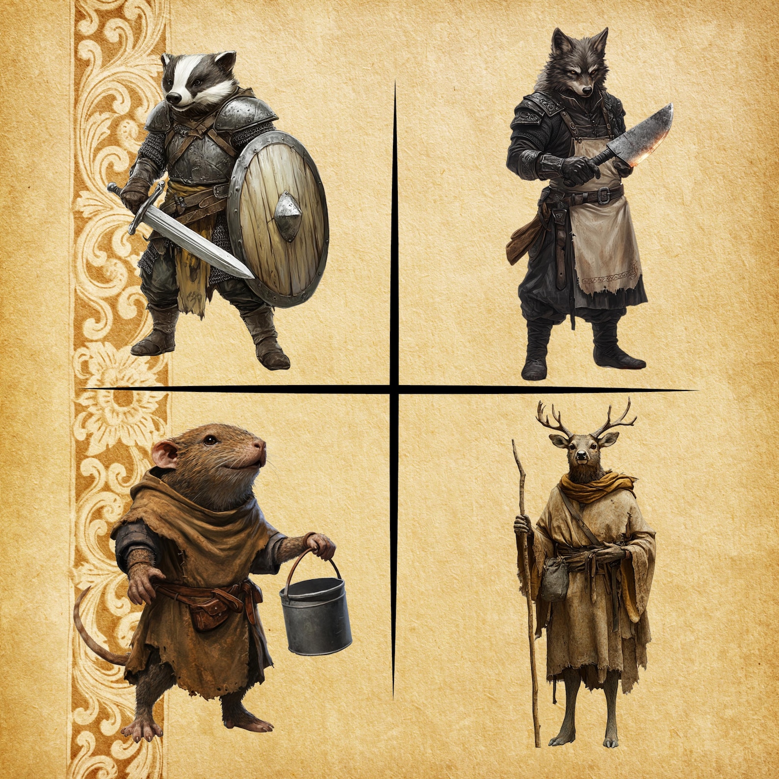 Animal Villagers - 20 Fantasy RPG Cliparts , 300 DPI , Transparent ...