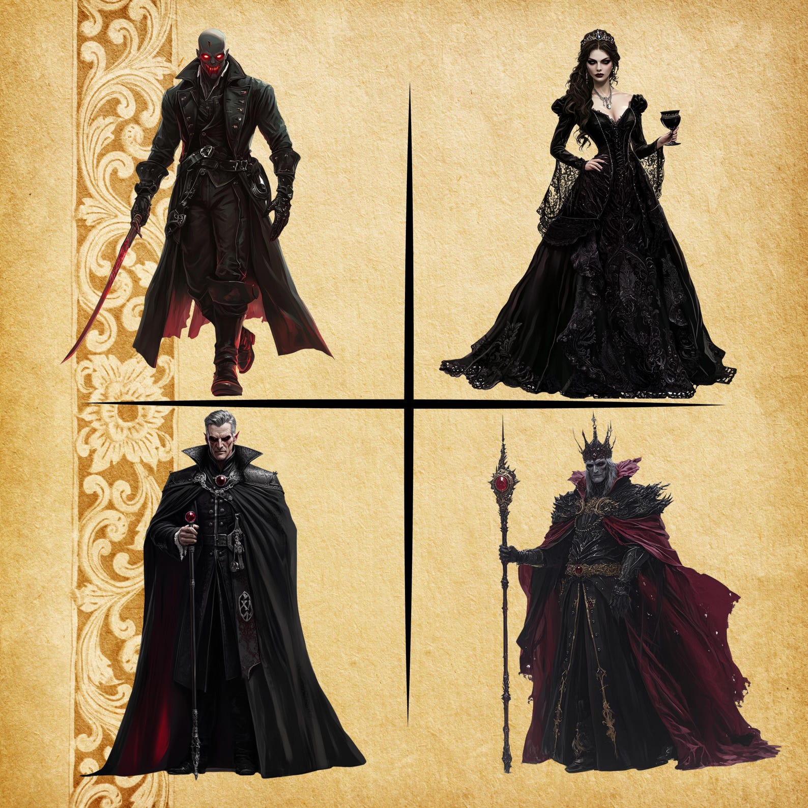 Noble Vampires Clipart – 20 Elegant and Mysterious Vampires for Your ...