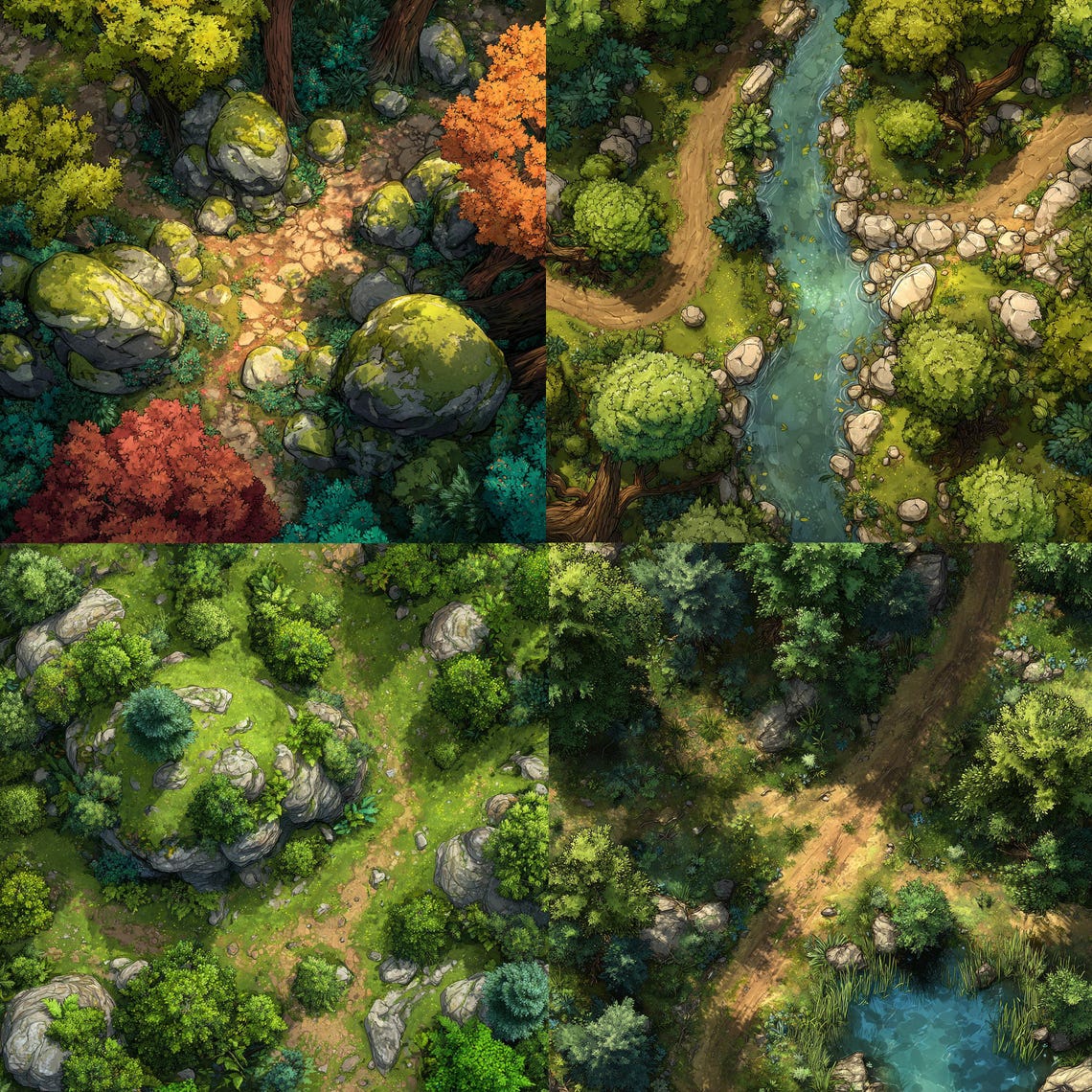 Forest Battle Maps, Digital RPG Maps, Dnd Fantasy Maps, Roll20 ...