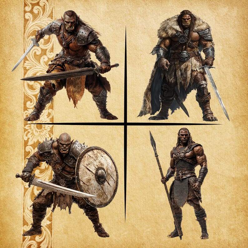 Half-orc Warriors – 24 Fierce Fantasy DND Cliparts , Transparent ...