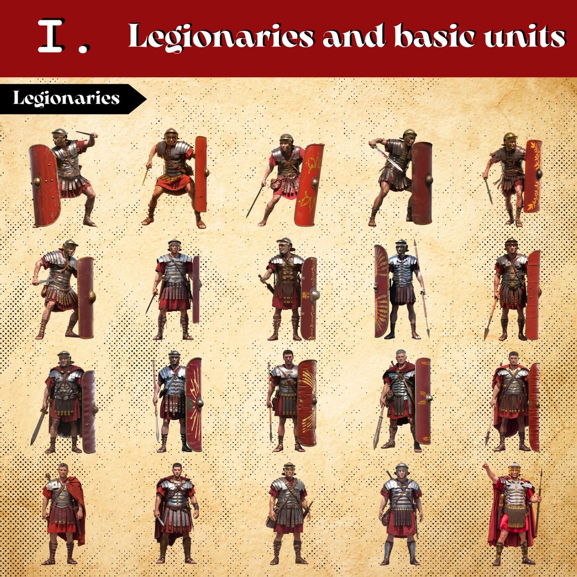 Roman Legion Cliparts – 100 Historical Roman Soldiers for TTRPG, RPG ...