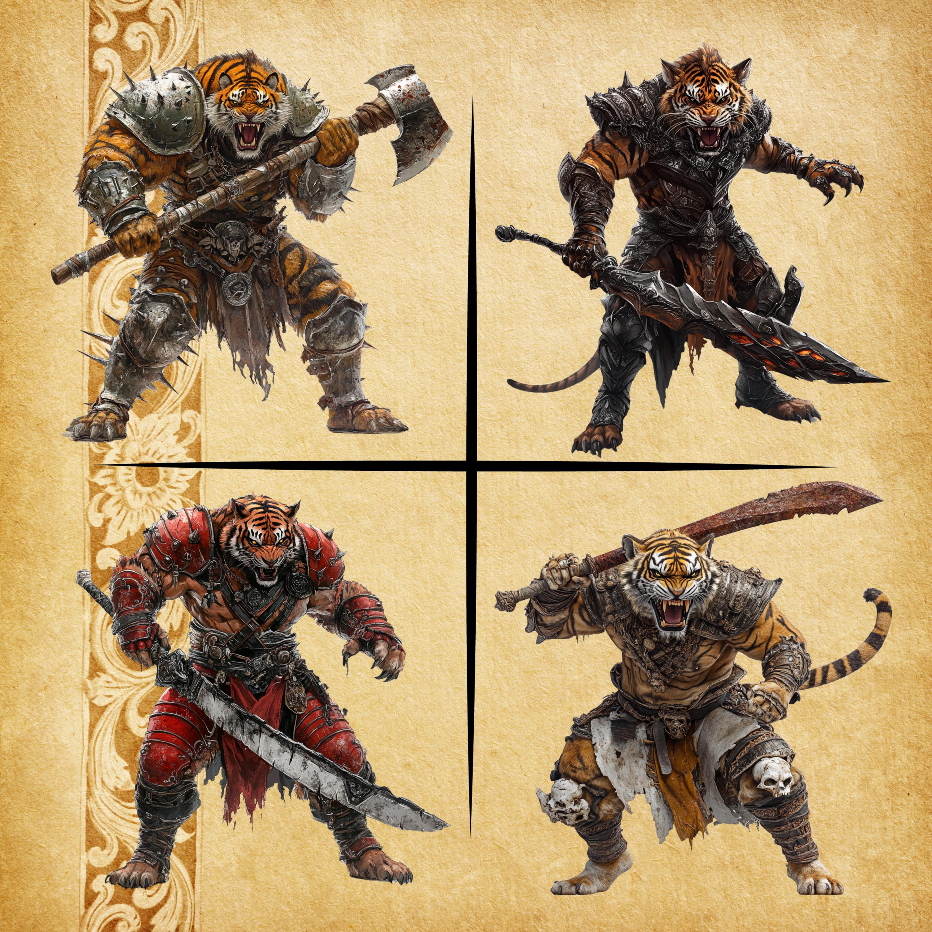 Raksasa – Tigerfolk Warriors & Mages – 24 Fantasy Cliparts ...