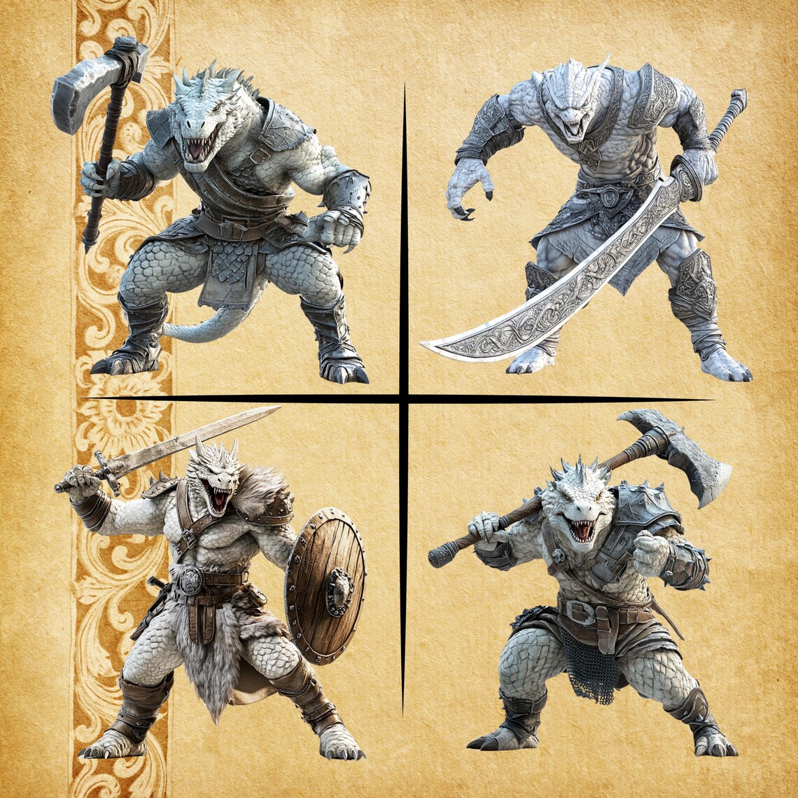 Dragonborn Barbarians Fantasy RPG Cliparts , Commercial Use , PNG ...