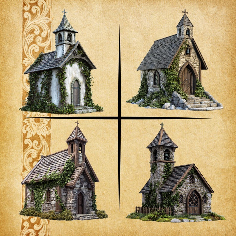 Small Medieval Churches – Historic Religious Buildings , Cliparts ...