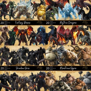 RPG Enemy Big Bundle – 20 Clip Art Packs , 400 Pngs for Your Fantasy ...